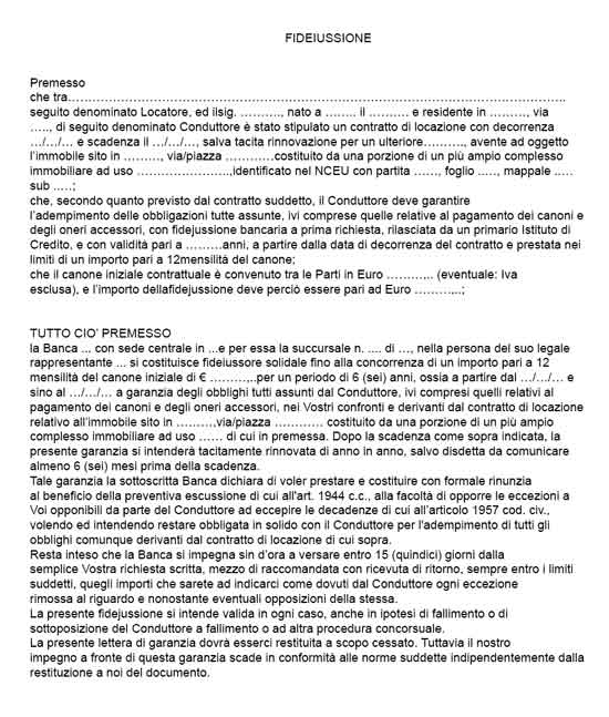 MODELLO FIDEIUSSIONE IMMOBILE DA COSTRUIRE | Notaio Fabio Cosenza